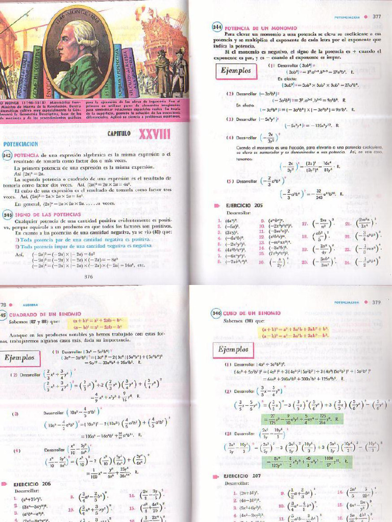 ALGEBRA BALDOR-188-217 Potenciacion y Radicacion | PDF