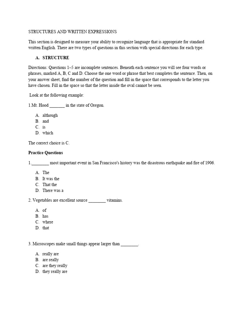 Structures Exercise Pdf