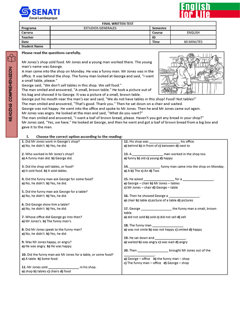 Final English Test Senati Model 01 | PDF