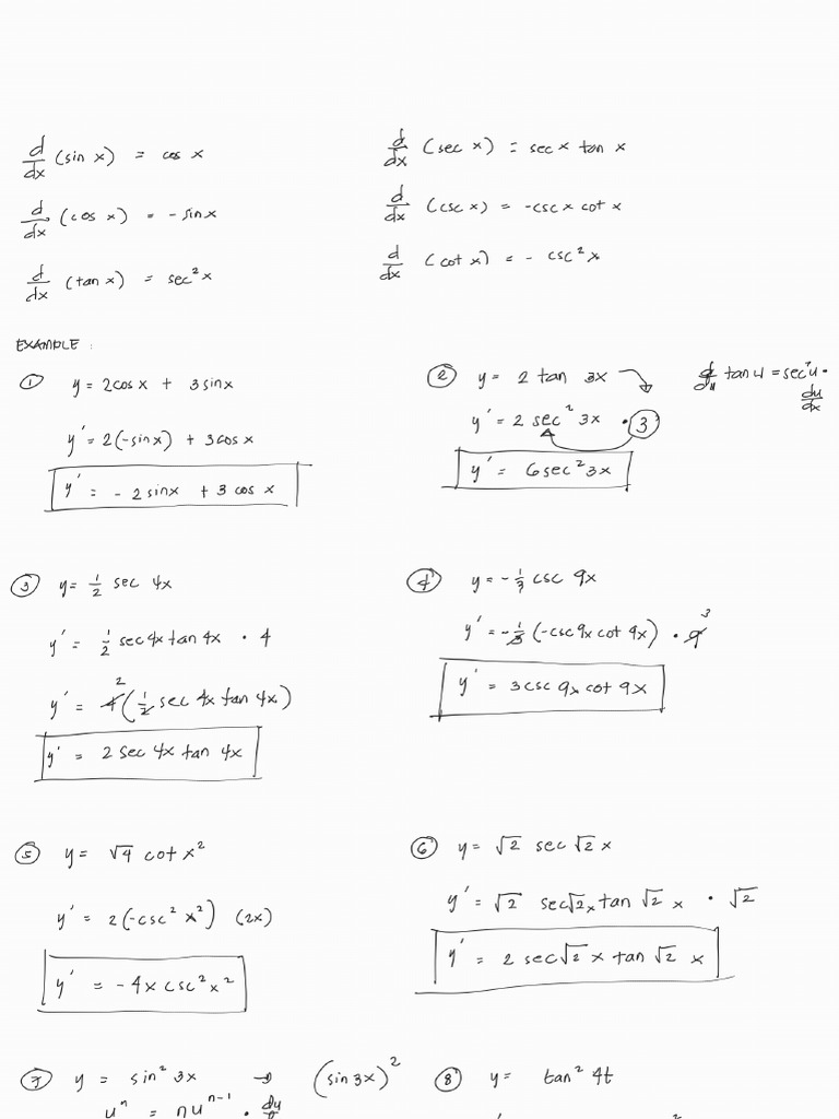 Lesson 13 Derivative of Trigonometric Function Block 10 | PDF