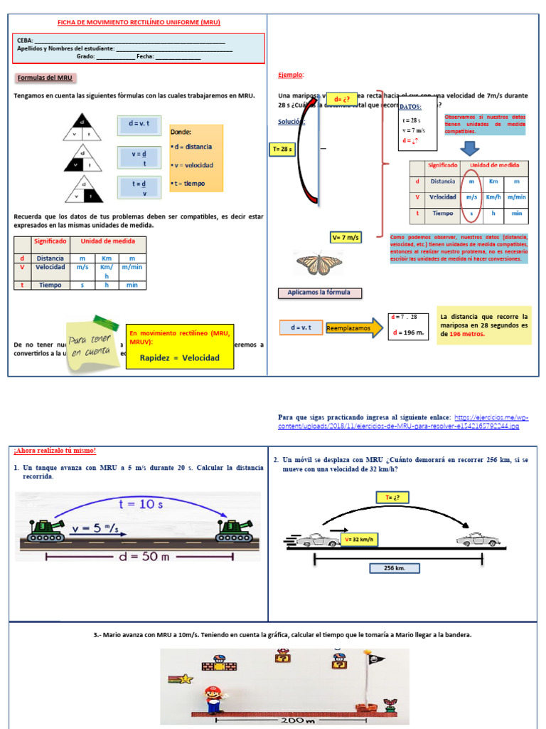 FICHA MRU Exp 3 Actividad 2 | PDF | Velocidad | Física