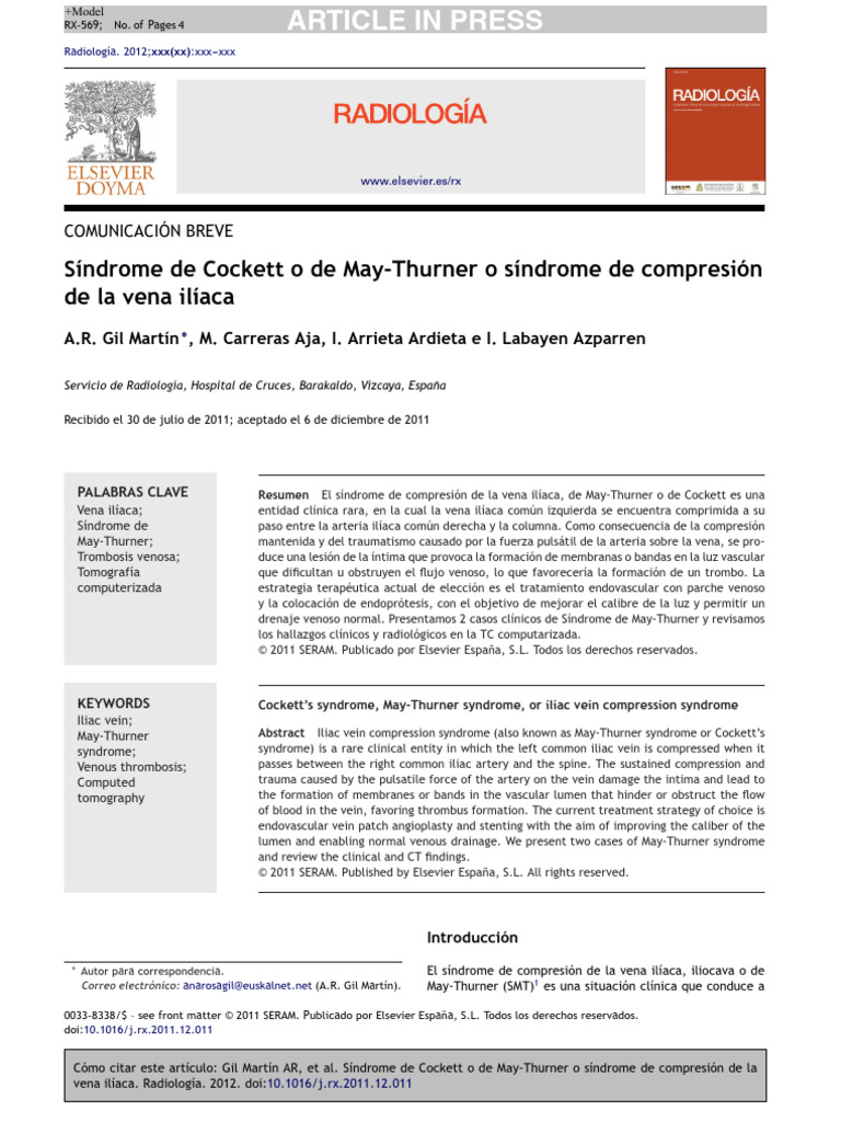 Síndrome de May-Thurner y Cockett | PDF | Medicina CLINICA ...