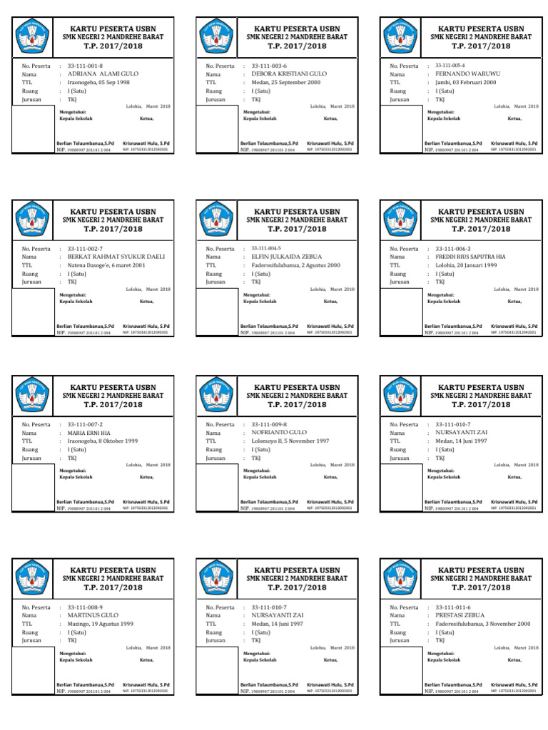 Kartu Us Ruang 1 | PDF