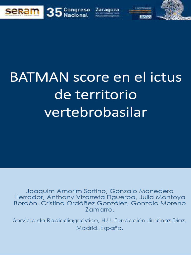 Oclusión Arterial Vertebrobasilar y BATMAN Score | PDF | Infarto de ...