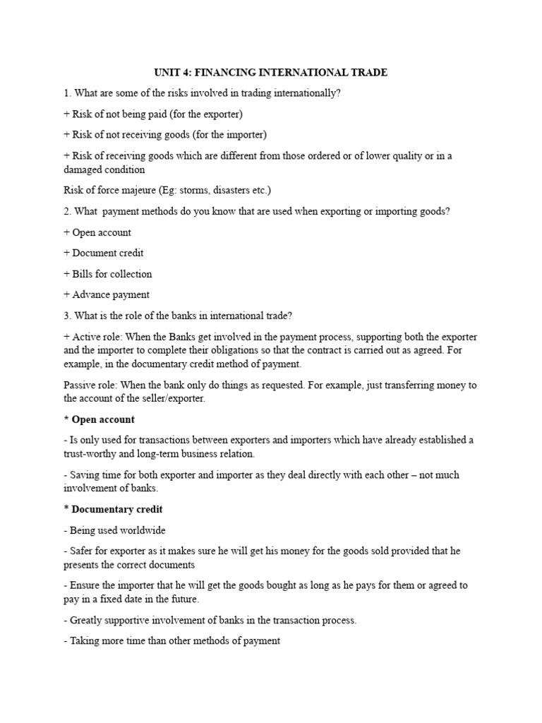 Unit 4 | PDF | Letter Of Credit | Payments