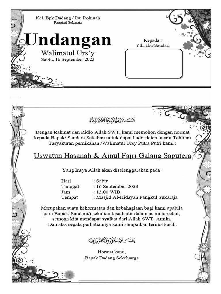 Undangan Walimatul Ursy Yang Bisa Di Edit Format Word Doc6 - by ...