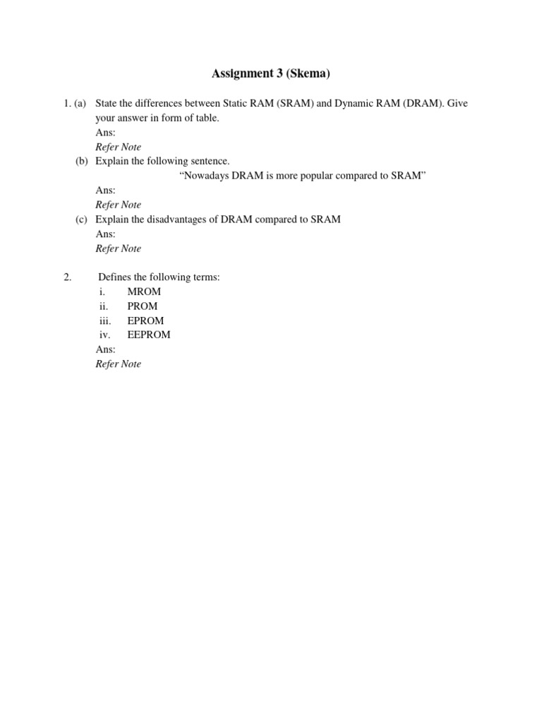 Assignment-3 Skema | PDF | Random Access Memory | Computer Memory
