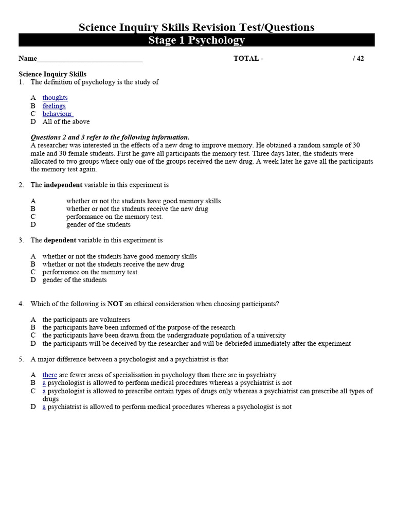 Sis Practice Test | PDF | Psychology | Psychologist