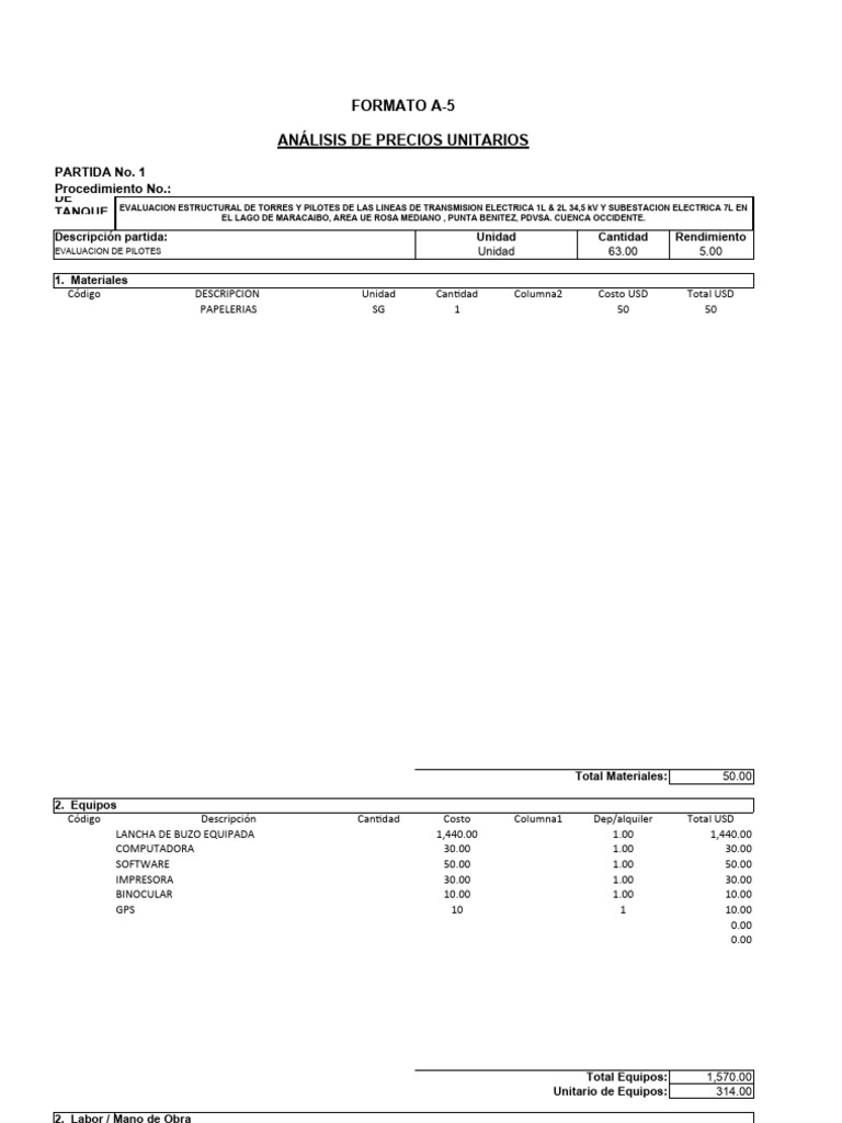 Formato APU PS AZIMUD | PDF | Business | Empleo