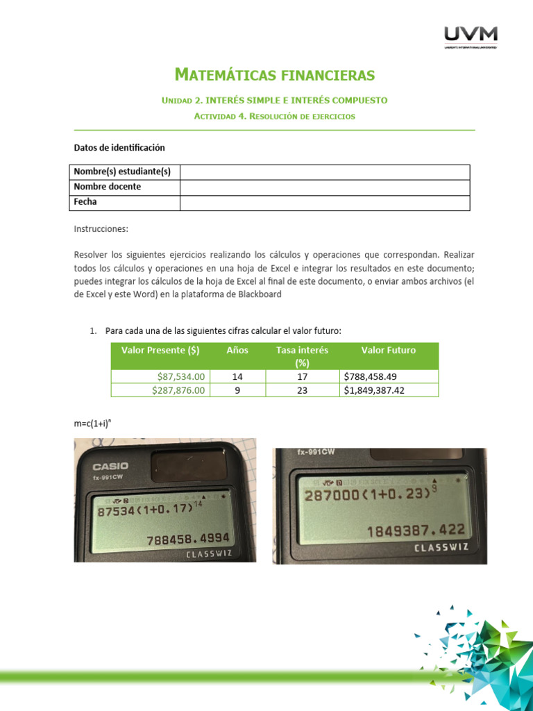 U2 Resolucion Ejercicios A4 | PDF