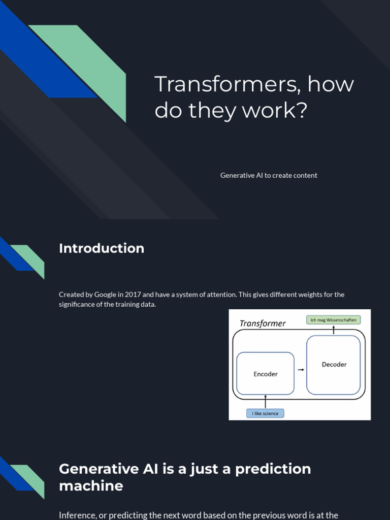 Transformers, How Do They Work?: Generative AI To Create Content | PDF | Cybernetics | Cognitive ...