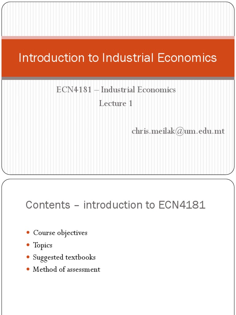 L1 - Introduction To Industrial Economics | PDF | Economics | Correlation And Dependence