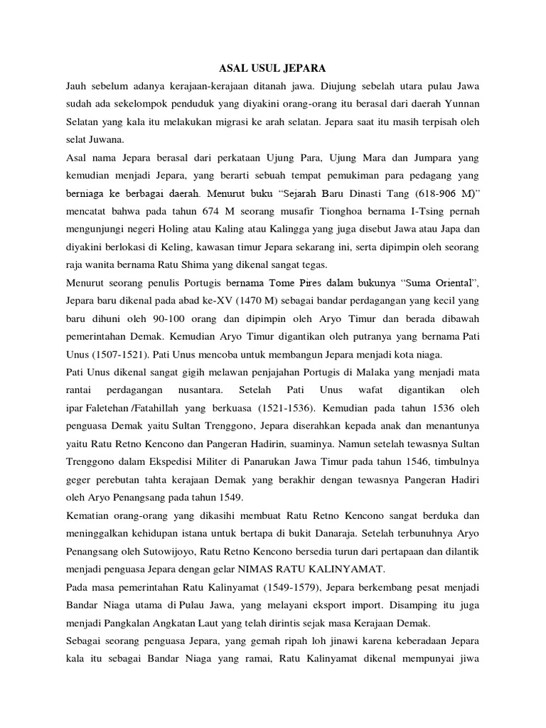 Asal Usul Jepara | PDF