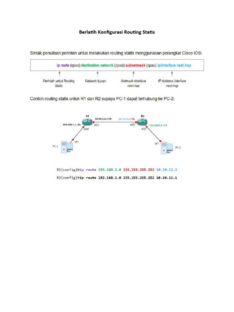 Konfigurasi Routing Statis Jaringan | PDF