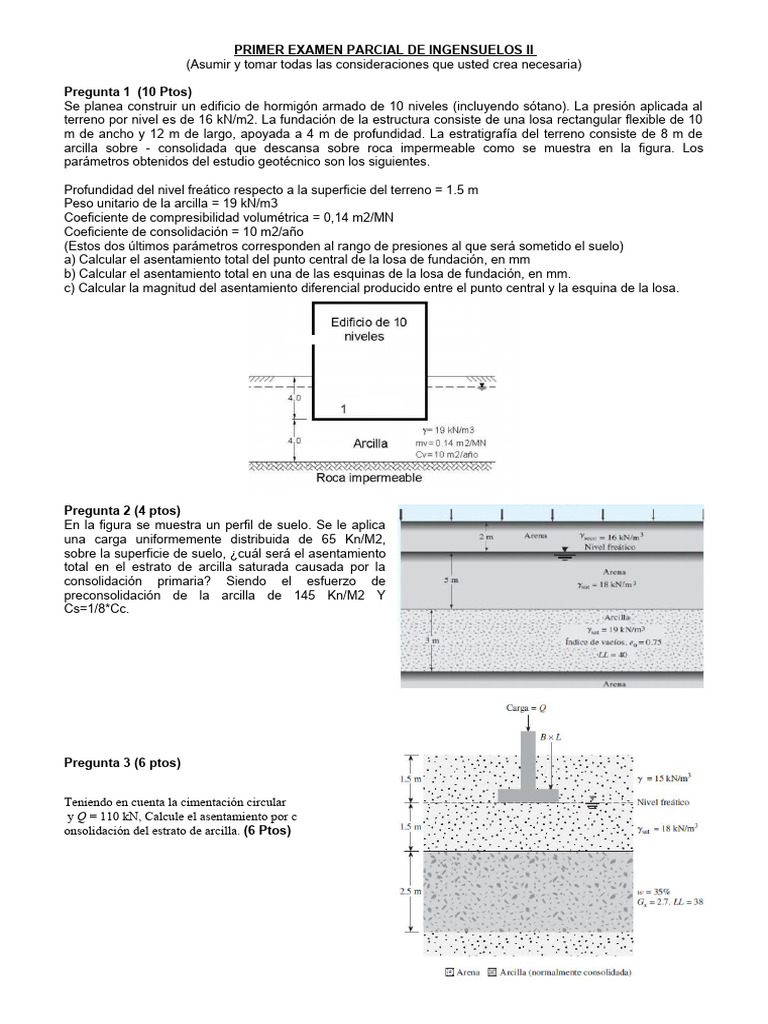 PRIMER EXAMEN PARCIAL Suelos 2 | PDF