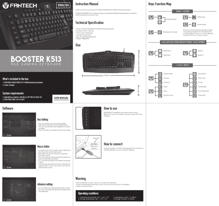 Booster II K513 Manual | Download Free PDF | Computer Keyboard | Usb