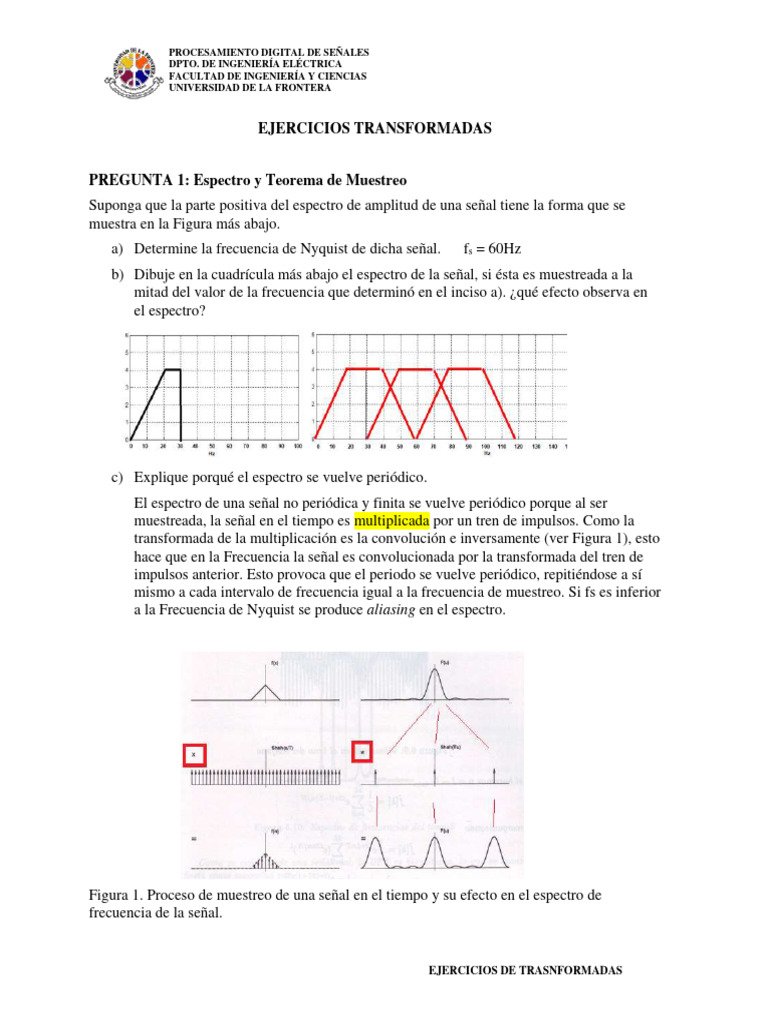 Transformadas Z Ejercicios | PDF | Transformada discreta de Fourier | Densidad espectral
