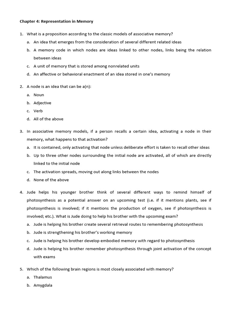 Chapter 4 - Representation in Memory | PDF | Memory | Cognition