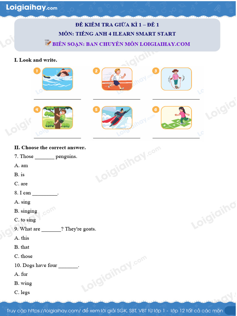 Tong Hop 3 de Thi Giua Hoc Ki 1 Tieng Anh 4 Ilearnn Smart Start Co Dap An 1697225436 | PDF ...