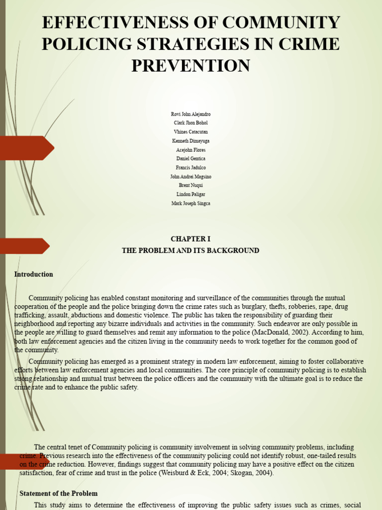 Effectiveness of Community Policing Strategies in Crime Prevention ...