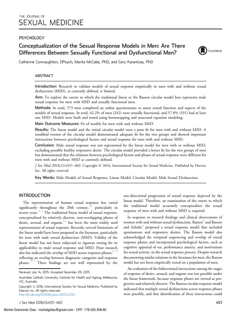 Connaughton2016 Conceptualizing Man Sexual Response Models Pdf Sexual Arousal Sexual
