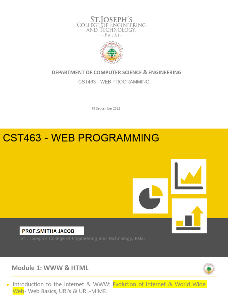 Department Of Computer Science And Engineering Cst463 Web Programming Pdf World Wide Web 