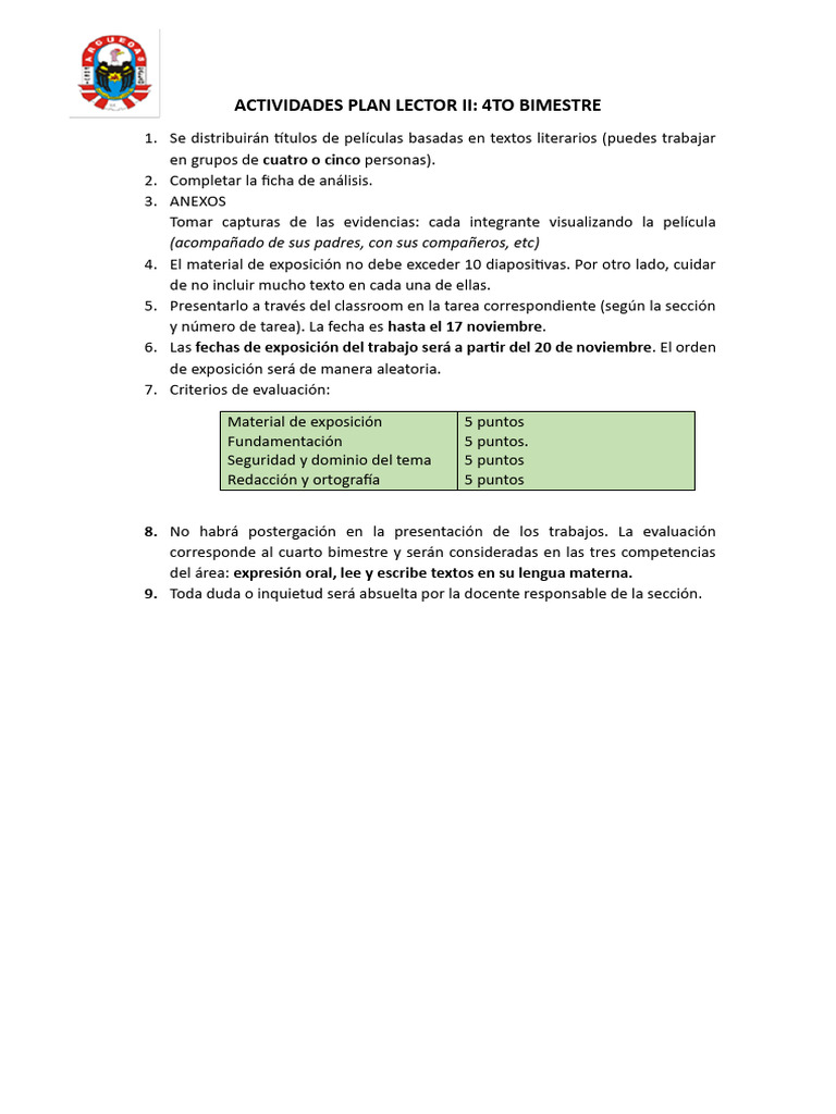 Actividades de Cine y Literatura | PDF