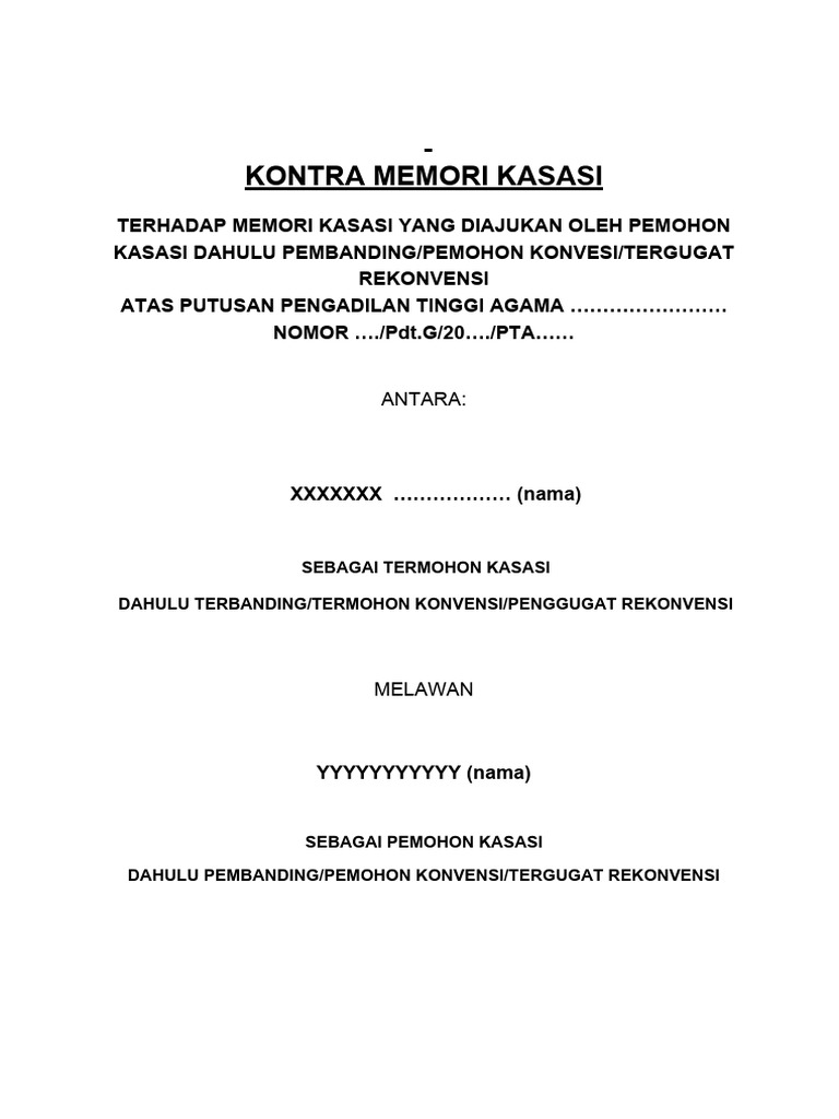 Kontra Memori Kasasi Perkara 8/Pdt.G/2019 | PDF
