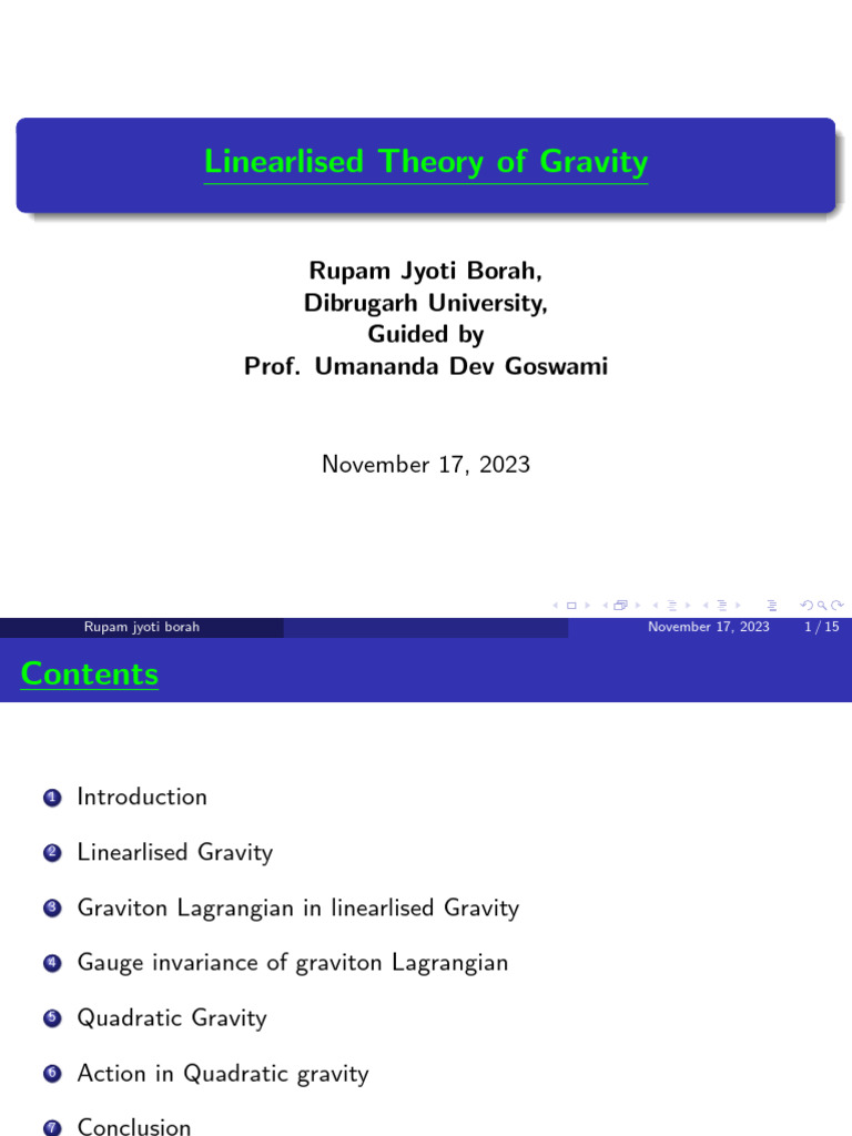 Linearlised Theory of Gravity | PDF | Gravity | General Relativity