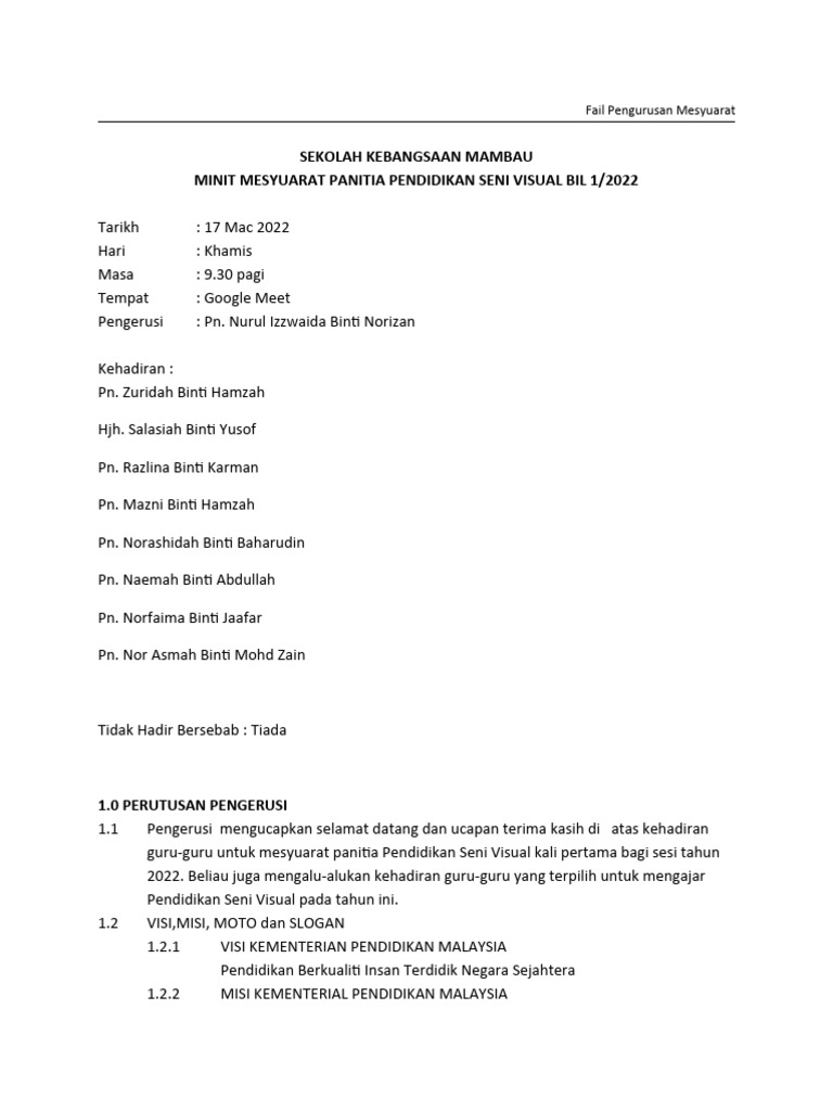 Panitia PSV Bil 1-2022 | PDF