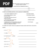 2nd Quarter Math 2 Exam TOS | PDF | Subtraction | Mathematics