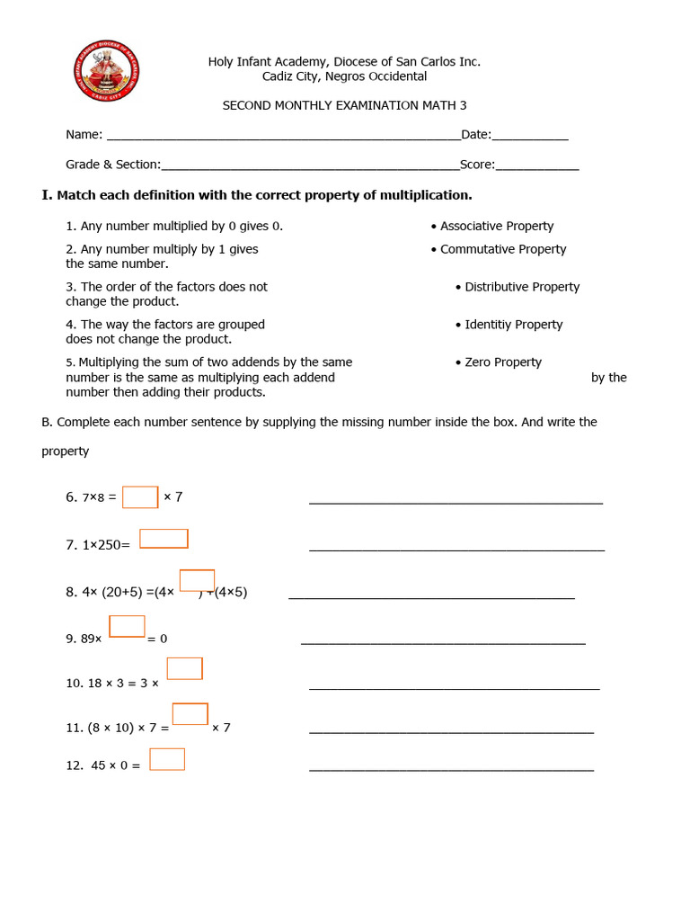 Math 3 2ND Monthly Exam | PDF