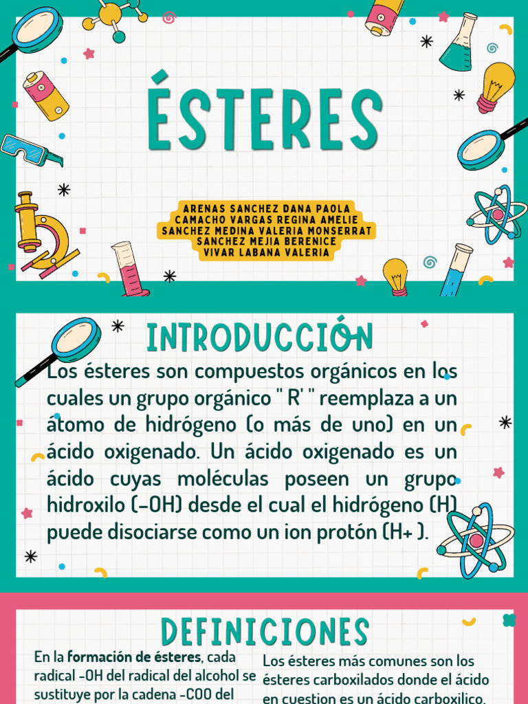 Química y Aplicaciones de Ésteres | PDF | Ester | Ácido