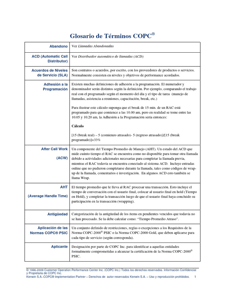Glosario de Términos COPC | PDF | Auditoría | Respuesta de Voz Interactiva