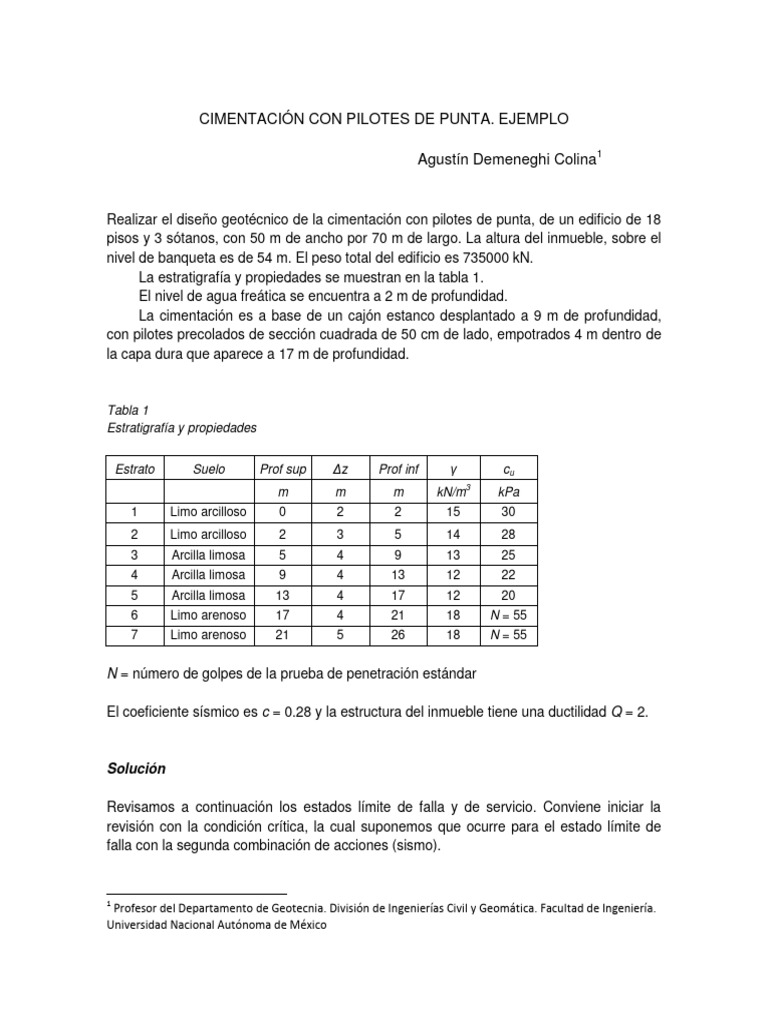 Cimentación Con Pilotes de Punta. Ejemplo | PDF | Fundación profunda ...