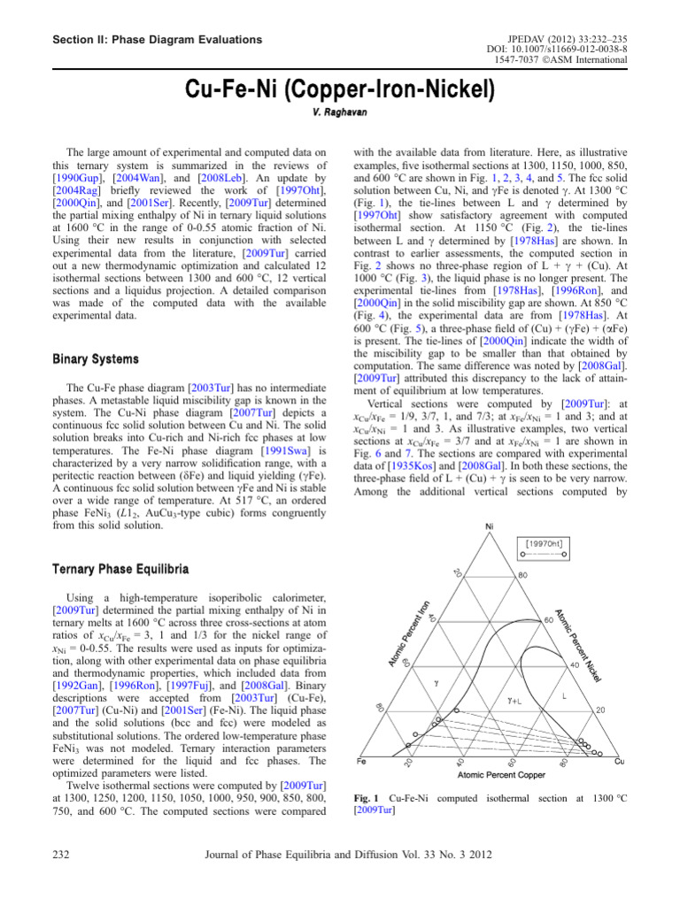Cu-Fe-Ni (Copper-Iron-Nickel) : Binary Systems | PDF | Phase (Matter ...