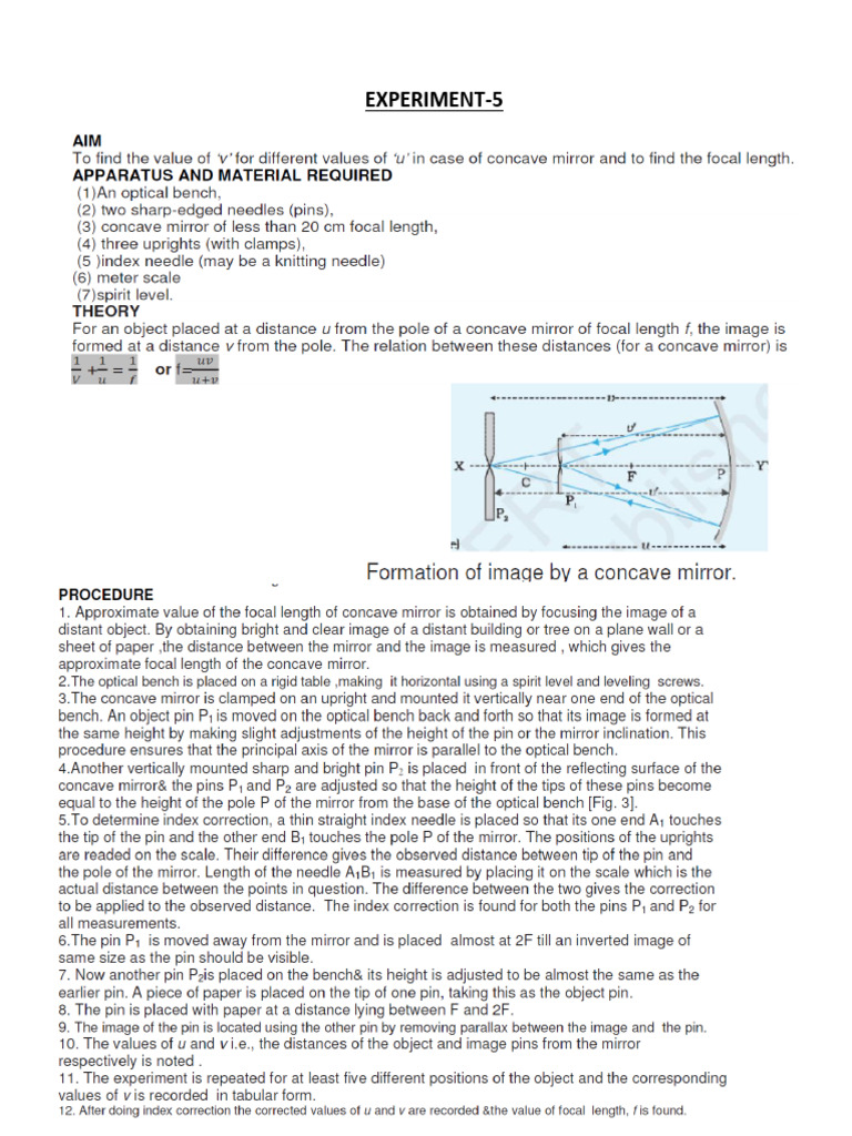 Physics Practical (Experiments) 5-8 | PDF | Mirror | Optics
