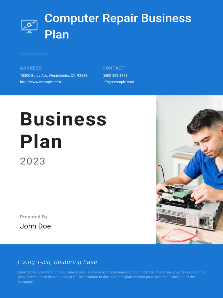 Computer Repair Business Plan Example | PDF | Marketing | Antivirus ...