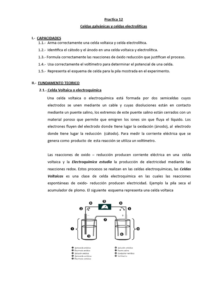 Práctica de Celdas Electroquímicas | PDF | Electrodo | Redox