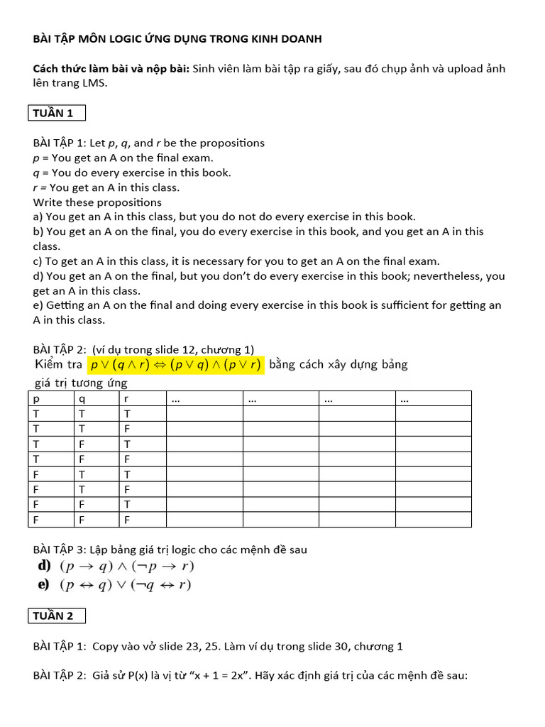 Bai Tap - SV - Logic NG D NG Trong Kinh Doanh | PDF