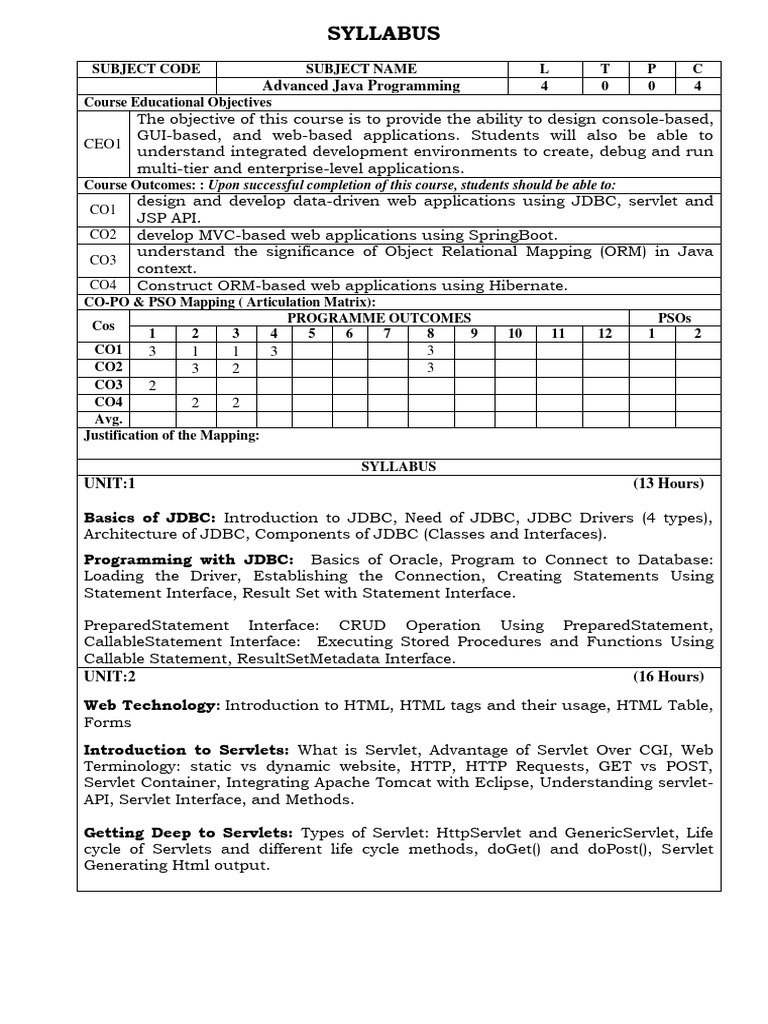Syllabus - Ajp | PDF | Spring Framework | Systems Engineering