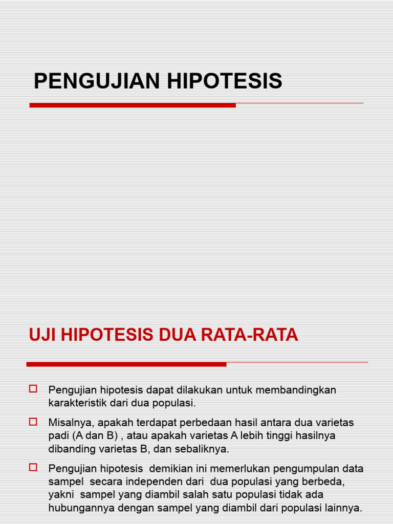 1 Pengujian Hipotesis Dua Rata-Rata | PDF 1 Pengujian Hipotesis Dua Rata-Rata | PDF