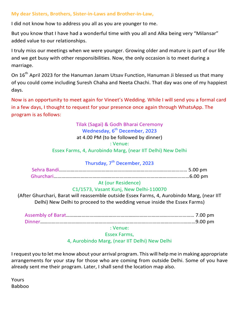 Invitation For Sisters, Brothers, Sister-In-Laws and Brother-In-Law ...