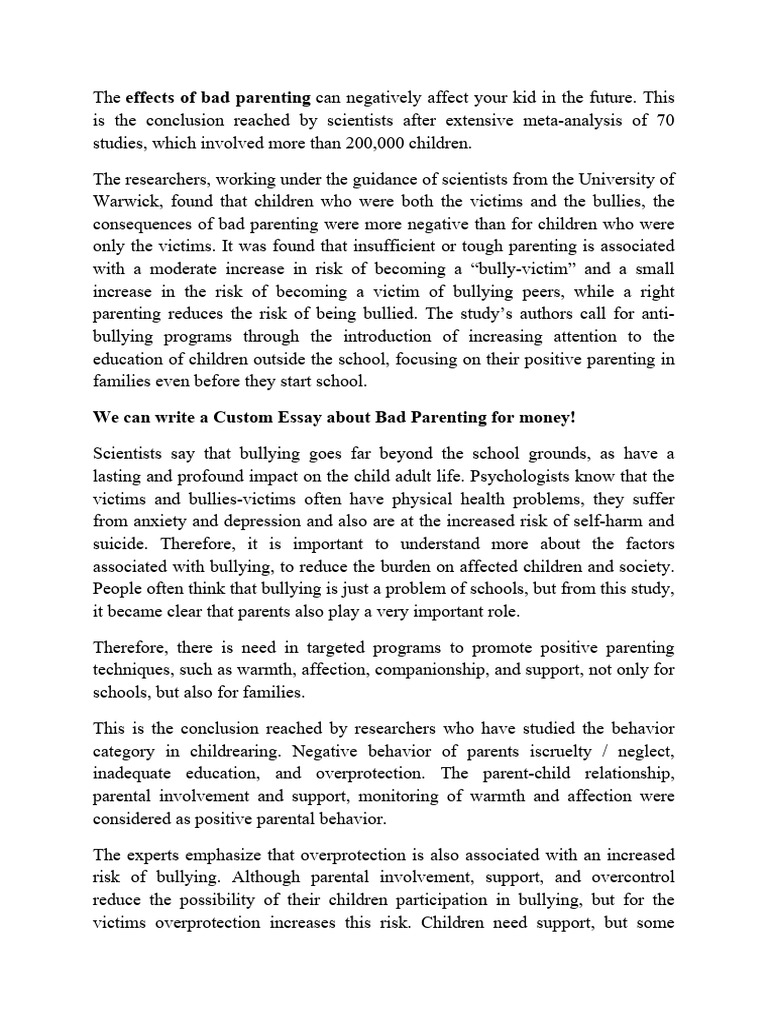 The Effects of Bad Parenting | Download Free PDF | Parenting | Bullying