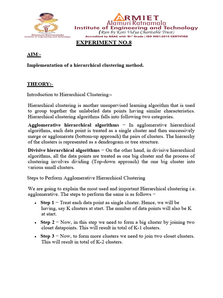 Exp 8 | PDF | Cluster Analysis | Cybernetics