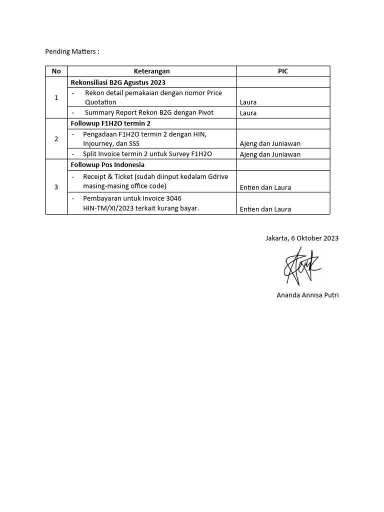 Pending Matters | PDF