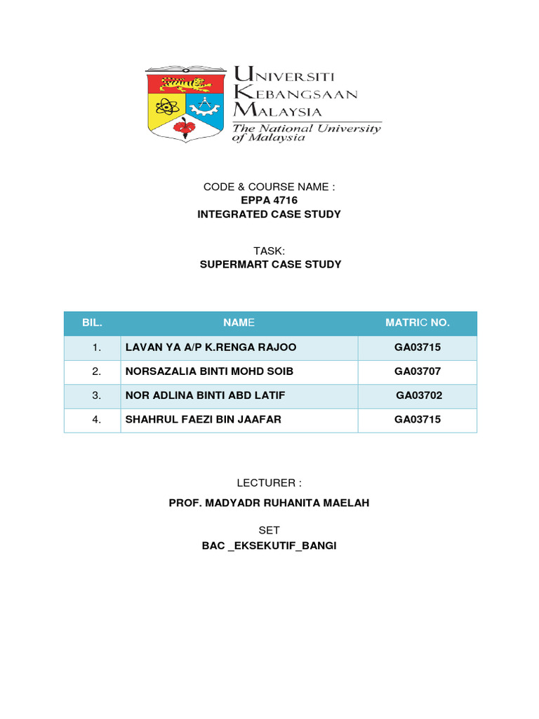 Eppa 4716 Integrated Case Study | PDF | Investing | Supermarket