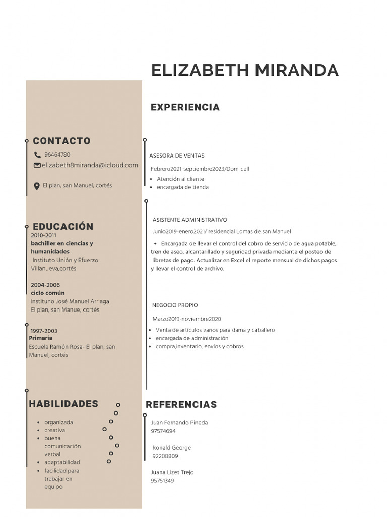 CV Elizabeth M | PDF