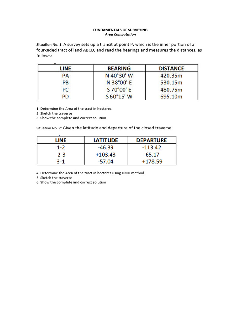 Area Computation in Surveying Techniques | PDF