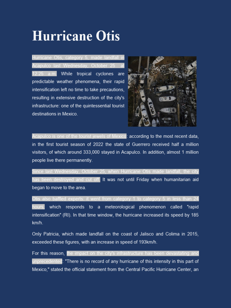 Hurricane Otis: Devastation in Acapulco | PDF